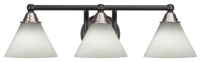 3 Light Bathroom Lighting In Matte Black & Brushed Nickel (3423-MBBN ...