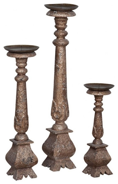 32" Candle Stand Textured Champagne Finish Candle Holders - French ...