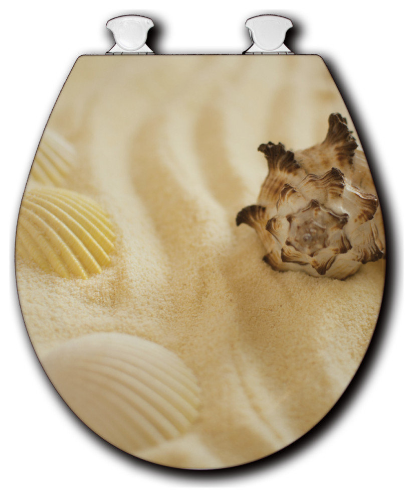 White Toilet Seat, Shells, the Sand - Beach Style - Toilet Seats - by ...