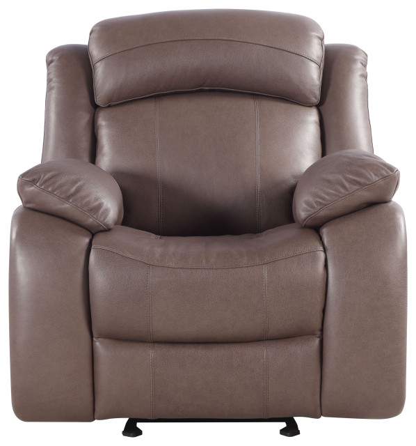 Rolland Top Grain Leather Power Recliner Glider With Adjustable ...