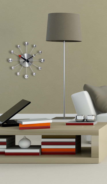 Orb Spoke 15" Mid-Century Modern Wall Clock - Silver - Midcentury ...