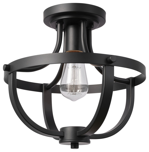 Stellan 1-Light Matte Black Flush Mount Ceiling Light - Transitional - Flush-mount Ceiling ...