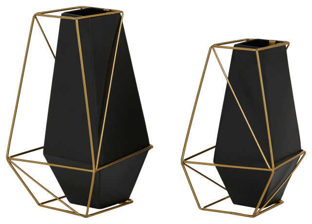 Contemporary Black Metal Vase 37889 - Contemporary - Vases - by ...