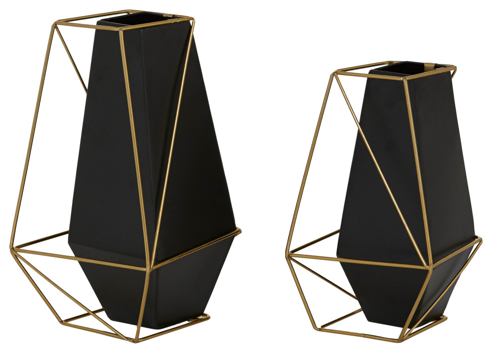 Contemporary Black Metal Vase 37889 - Contemporary - Vases - by Brimfield & May | Houzz