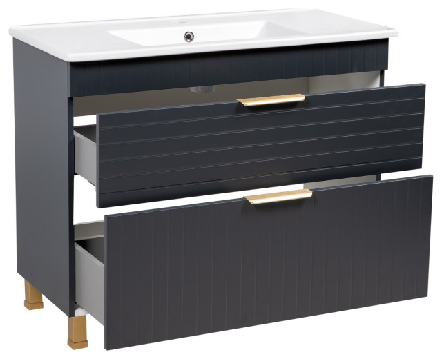 Modern Free Standing Bathroom Vanity | Trevi Antracite Matte 26", 40 ...