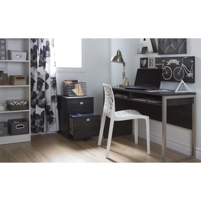 South Shore Interface 2 Drawer Mobile Filing Cabinet in Gray Oak ...