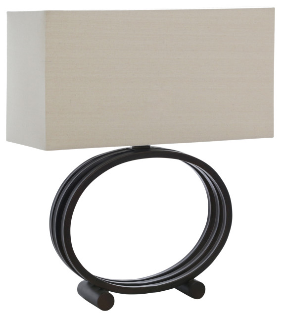 Benzara BM229509 25'' Circular Metal Base Lamp with Rectangular Shade ...