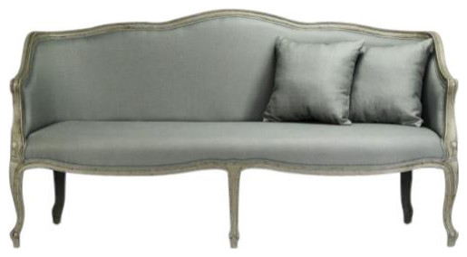 Traditional Benton Sage Linen Sofa Bench - French Country - Sofas - by ...