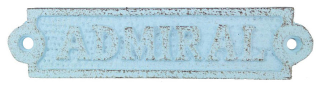 Rustic Light Blue Cast Iron Admiral Sign 6" - Rustic - Novelty Signs ...