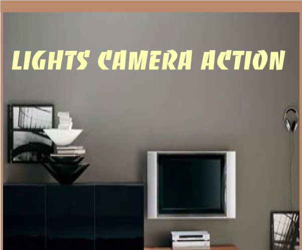 Lights Camera Vinyl Wall Decal mediaroomquotes04, 12 in. - Contemporary ...