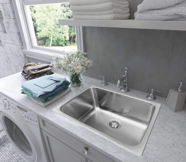 Stainless Steel Laundry Sink with Deep Basin, 24”x18”x10”, Soft Satin ...