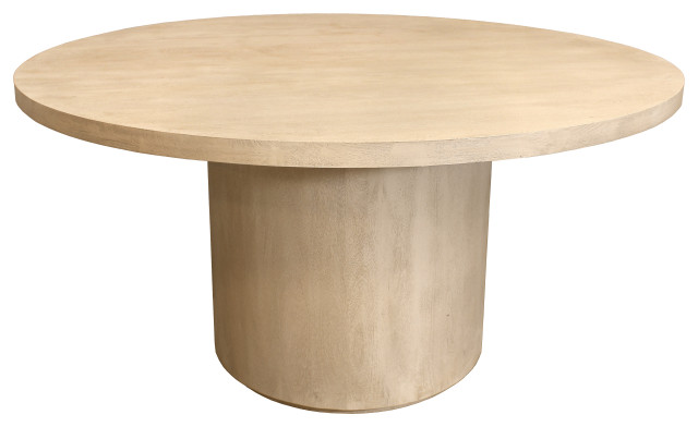 Flagstaff 60" Round Dining Table, Stone Natural Finish - Transitional ...