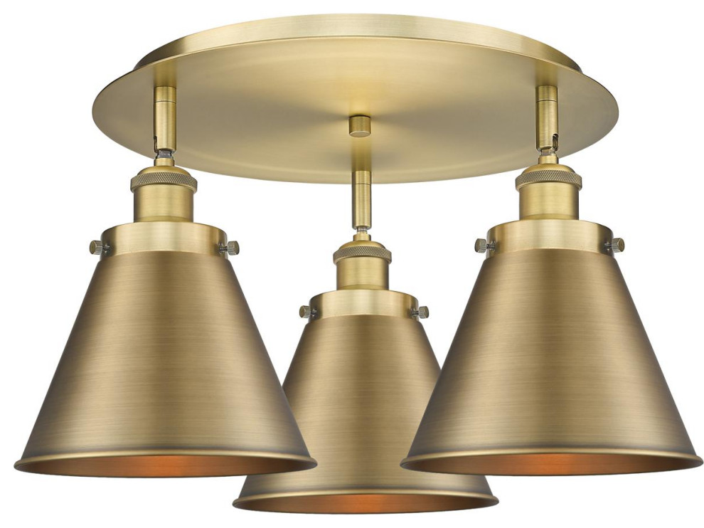 Ballston Urban 3 Light Flush Mount, Brushed Brass, Brushed Brass ...