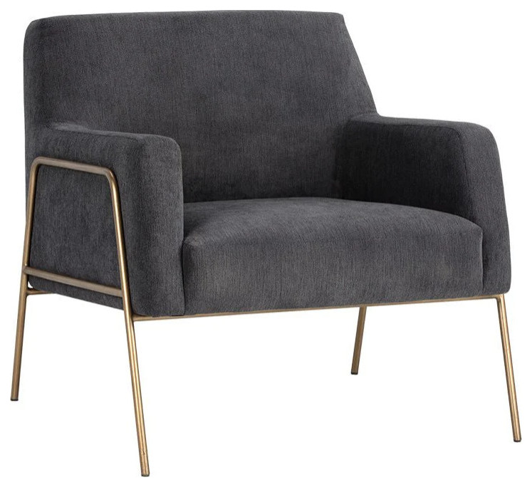 Usher Lounge Chair, Polo Club Kohl Gray - Midcentury - Armchairs And ...