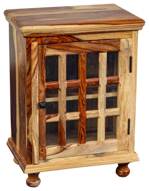 Porter Designs Taos Solid Sheesham Wood 12 Pane Glass Cabinet or ...