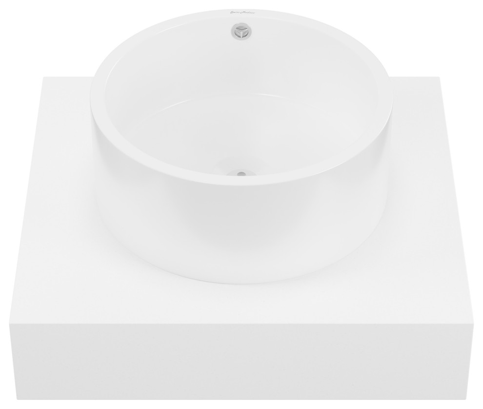 Monaco 24" Floating Bathroom Shelf With Vessel Sink, Glossy White - Modern - Bathroom Sinks - by ...