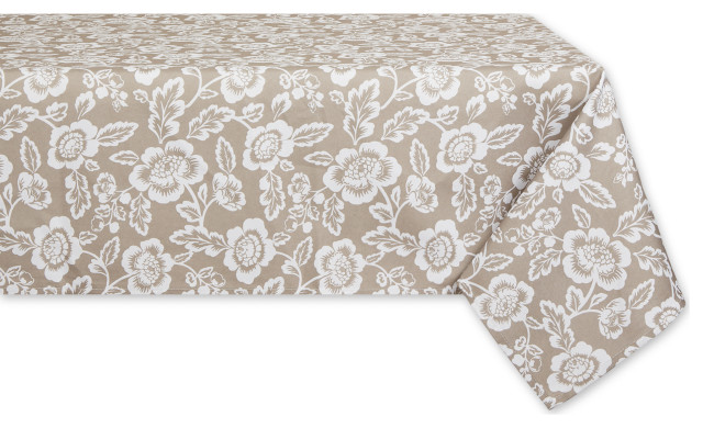 Artichoke Green Floral Print Outdoor Tablecloth With Zipper 60 Round ...