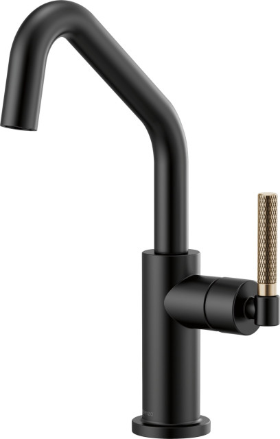 Brizo Bar Faucet, Angled Spout and Knurled Handle, Matte Black/Luxe ...