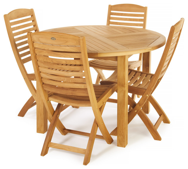 Teak Dining Table Asia - Round 48" (120 cm) KD - Transitional - Outdoor ...