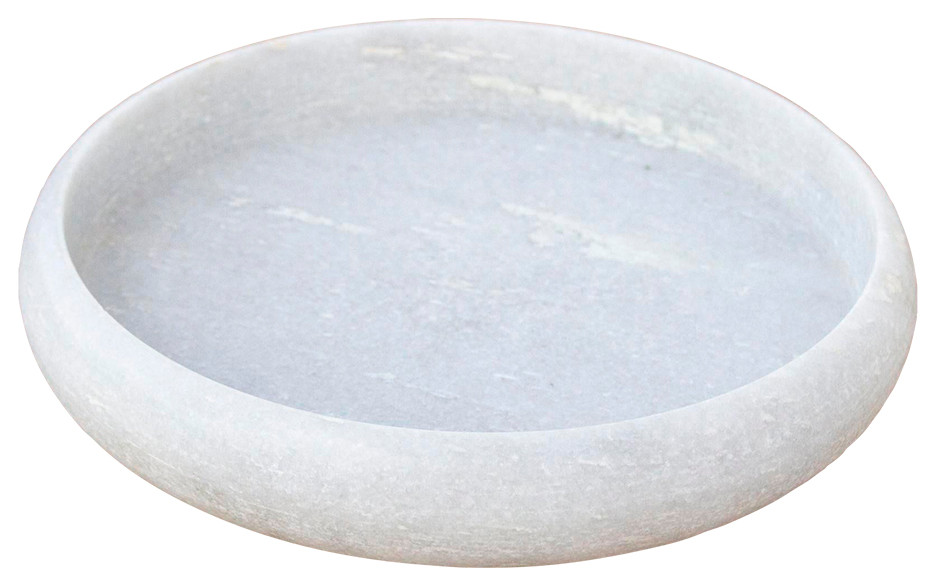 Contemporary Pure White Marble Bowl - Traditional - Decorative Bowls ...