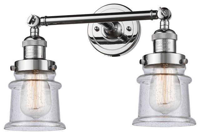 Small Canton 2 Light Bathroom Vanity Light in Polished Chrome ...