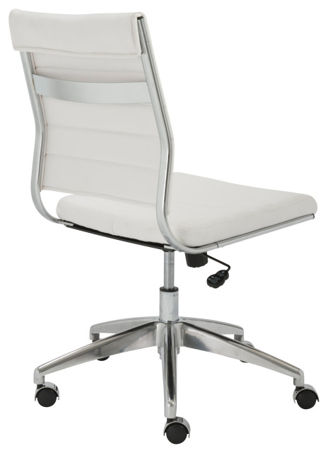 Axel Low Back Office Chair Witho Armrests, White With Aluminum Base ...