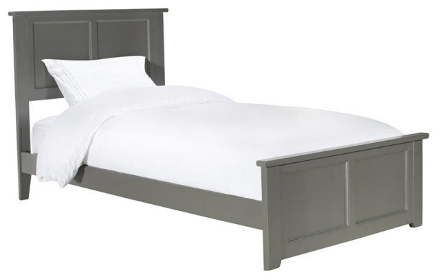 Leo & Lacey Traditional Solid Wood Twin XL Bed with USB Charger in Gray ...
