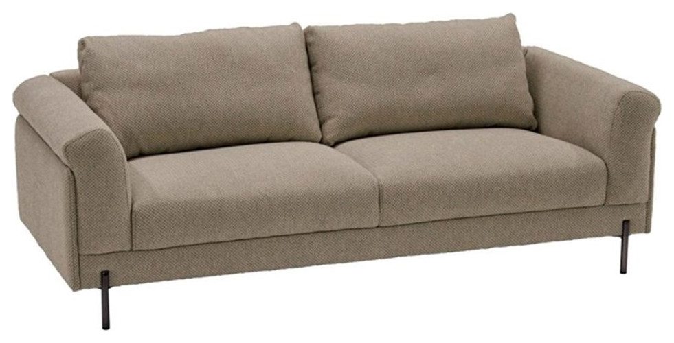 Divani Casa Hello Modern Polyester Fabric & Solid Wood Sofa in Beige ...