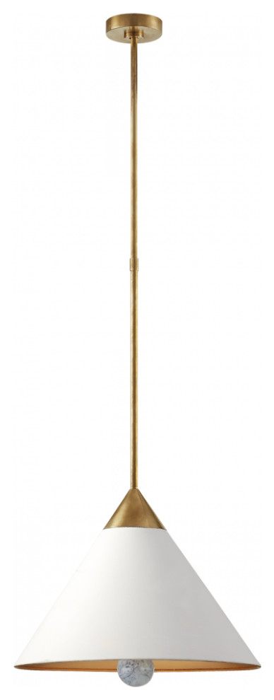 Cleo Pendant, 3-Light -Burnished Brass, White Shade, Over All Height 50 ...