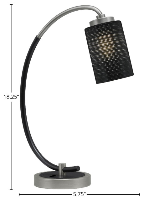 1-Light Desk Lamp, Graphite/Matte Black Finish, 4" Black Matrix Glass ...