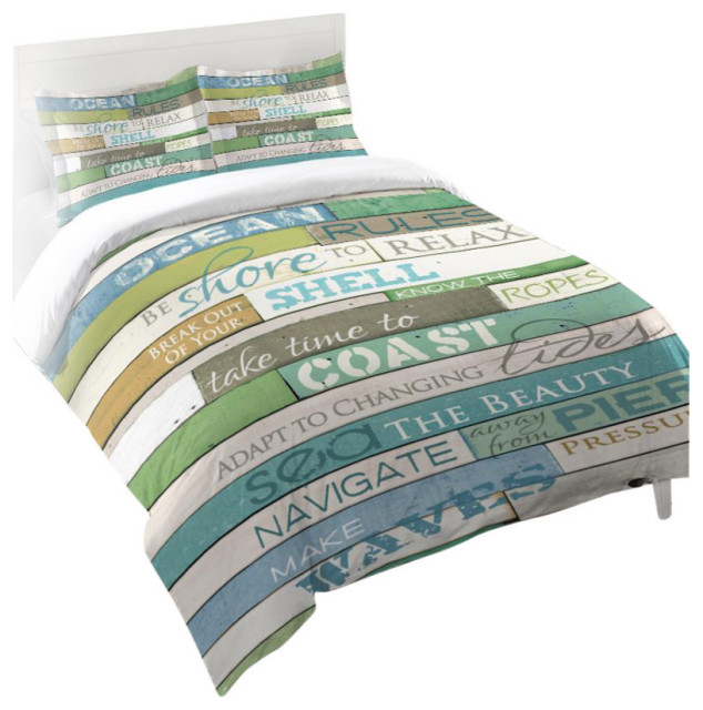 Laural Home Ocean Rules Duvet Sham, 22" X 30" (STANDARD) - Beach Style ...