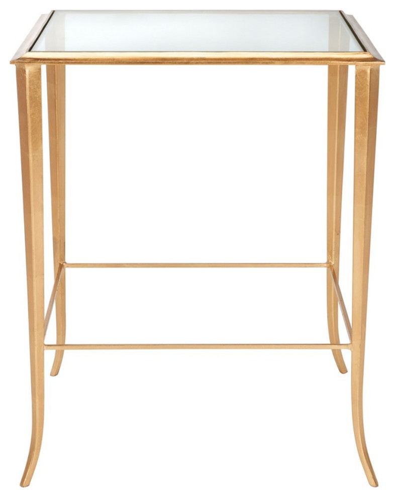 Ryan Gold Foil Glass Top Accent Table, Gold/Clear - Contemporary - Side ...