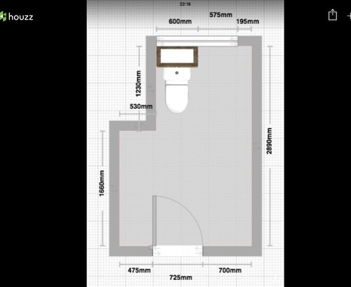 L-shaped bathroom layout