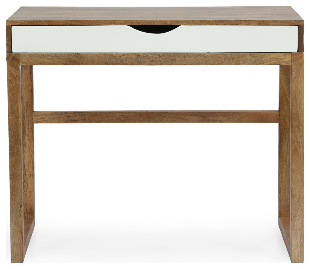 Warrenton Contemporary Handcrafted Mango Wood Desk with Storage ...
