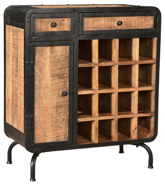 Madeline Modern Industrial Mango Wood Wine Rack - Industrial - Wine And ...