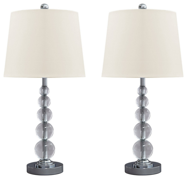 Benzara BM230947 Stacked Orb Base Table Lamp 2-Piece Set, White and ...