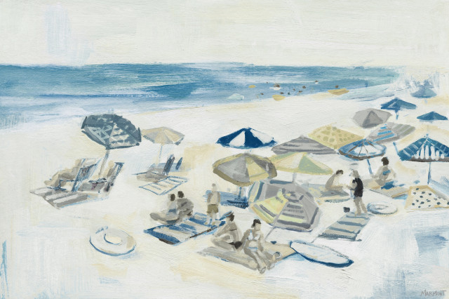 "Bikini Sunbathing" Painting Print on Wrapped Canvas, 12"x8" - Beach ...