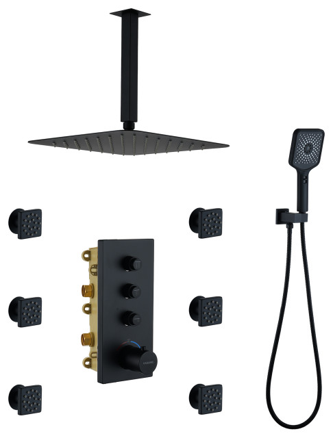 Ceiling Mounted Thermostatic Shower System - Contemporary - Showerheads ...