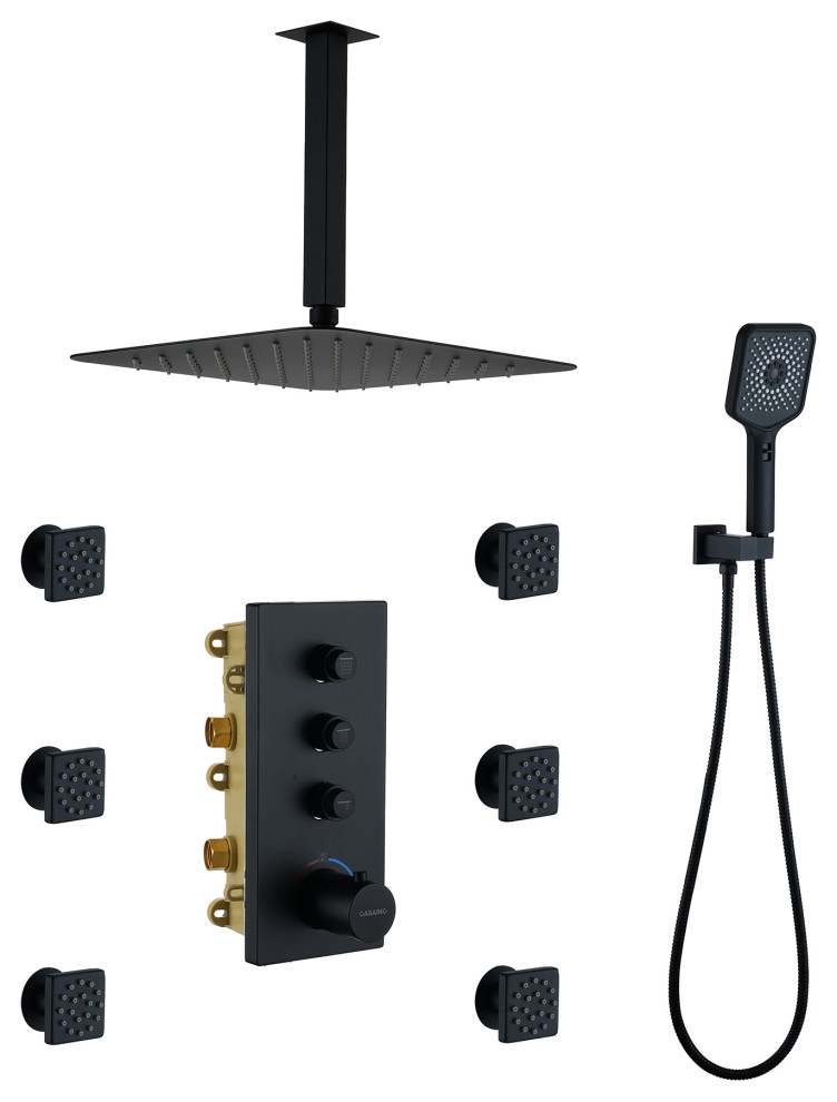 Ceiling Mounted Thermostatic Shower System - Contemporary - Showerheads ...