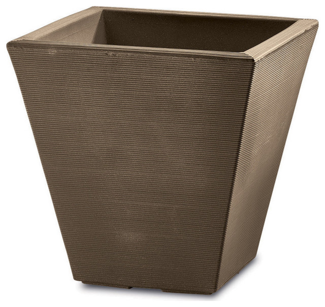 Gramercy Double Walled Low Square Planter, 16" - Transitional - Outdoor ...