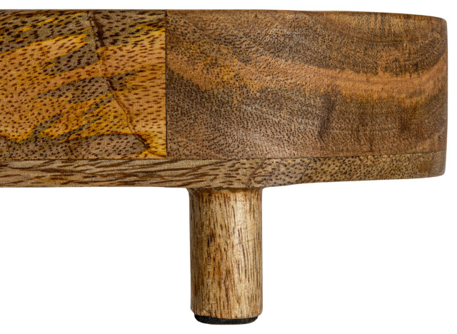 Mango Wood Footed Tray for Storage and Serving, Natural - Rustic ...