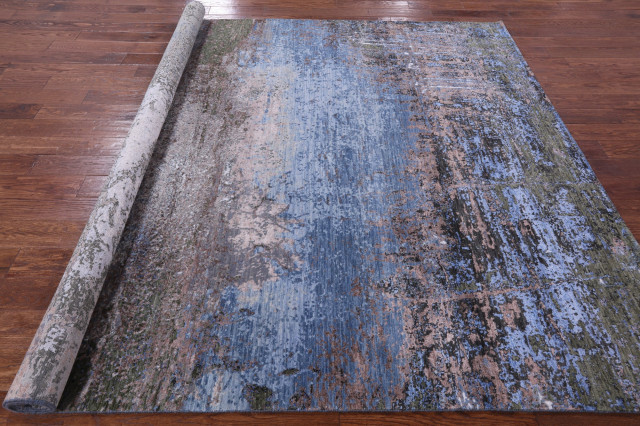 Abstract Hand Knotted Wool and Silk Rug 7' 11" X 10' 1" Q7178, 7' 11" X ...