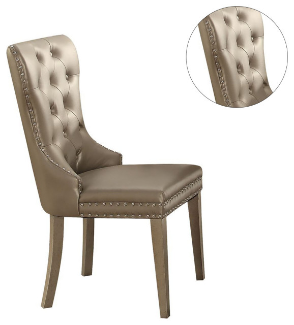 Set of 2 Upholstered Side Chairs, Champagne - Transitional - Dining ...