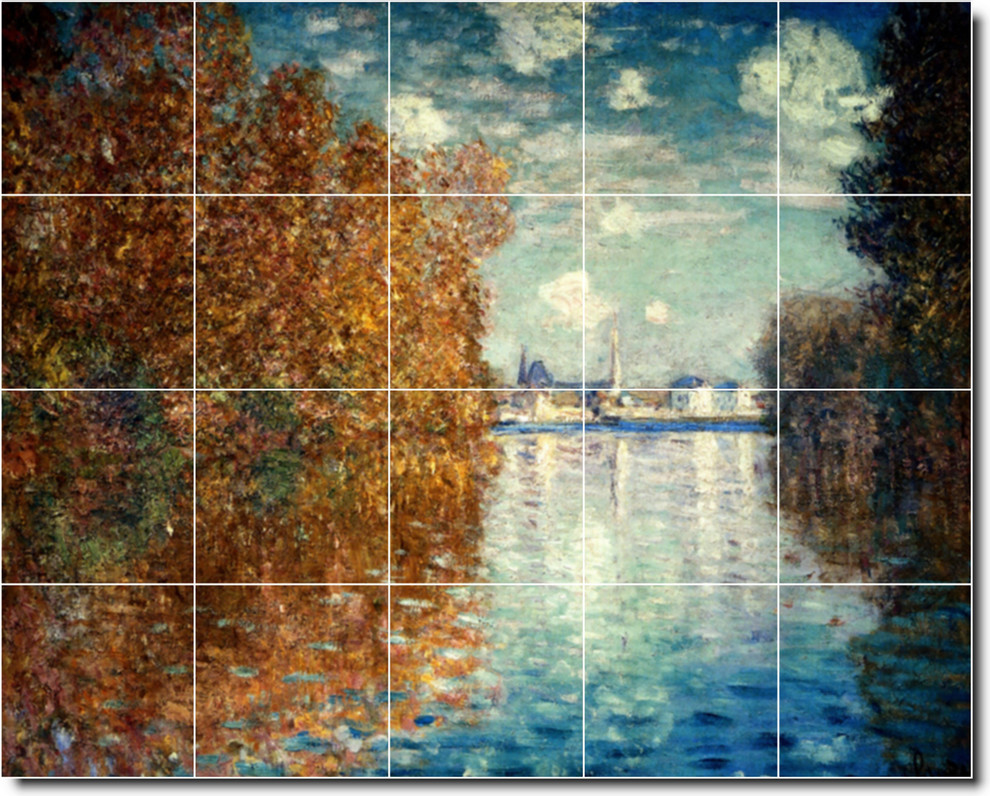 Claude Monet Country Painting Ceramic Tile Mural #102, 60" Wide x 48 ...
