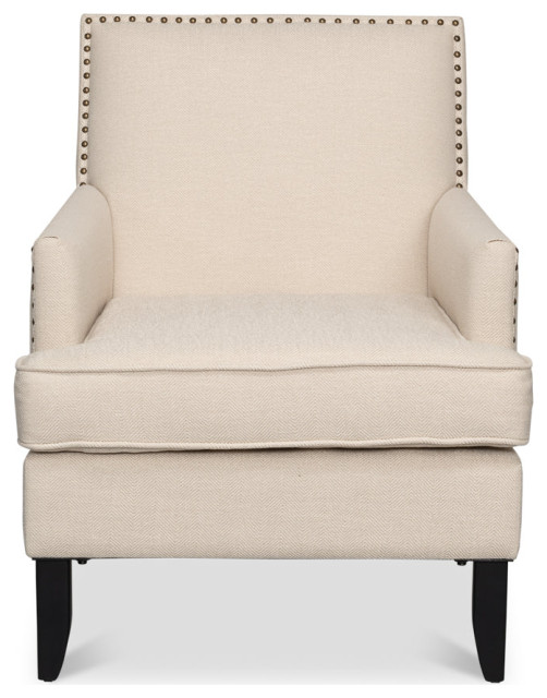 Grady Accent Chair Cream Linen Fabric - Transitional - Armchairs And ...