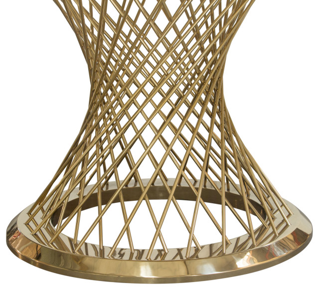 60" Round White Genuine Marble Top Dining Table and Gold Spiral Spoked ...