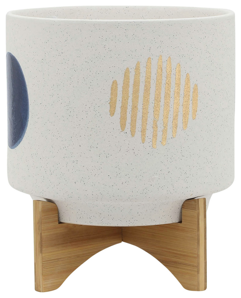 10" Funky Planter W/ Stand, White - Contemporary - Outdoor Pots And ...