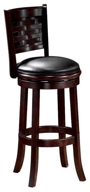 Bowery Hill 29" Contemporary Wood Swivel Bar Stool in Cappuccino/Black ...