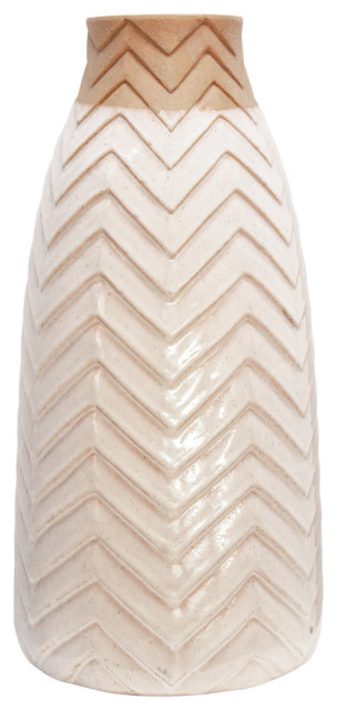 18" Chevron Vase, Ivory - Transitional - Vases - by VirVentures | Houzz