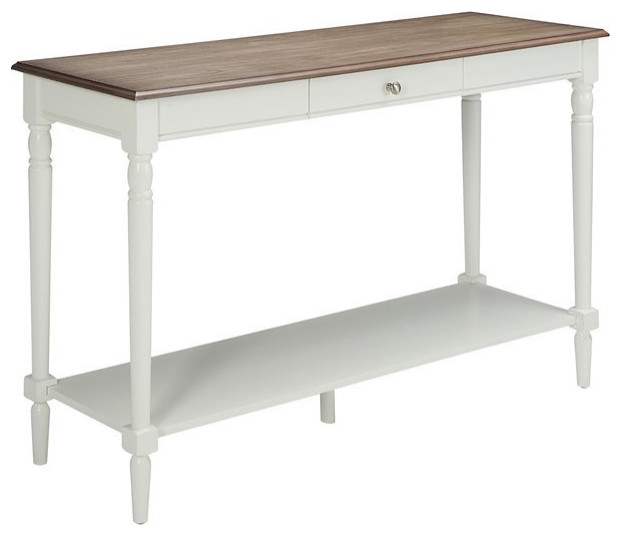 French Country Console Table with Drawer and Shelf in Driftwood and ...